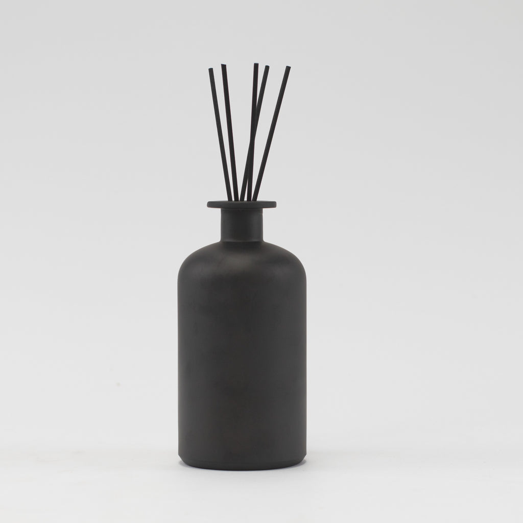 Matt Black Glass Diffuser Bottle with Reeds - 500 ML | Little Crafts London