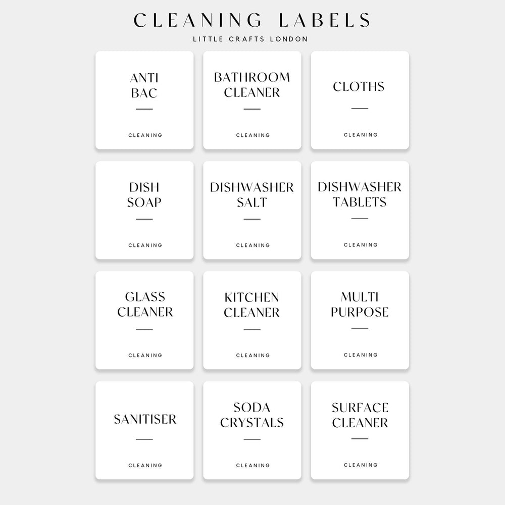 White Waterproof Cleaning Labels 6 CM x 6 CM (12 Labels)
